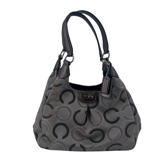 Coach | Bags | Coach Silver Madison Op Art Maggie Shoulder Hobo Bag ...